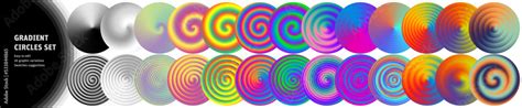 Set Colorful Abstract Graphics Gadient Circles For Multiple Applications Background Design