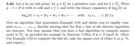 Solved Let P Be An Odd Prime Let GFp Be A Primitive Chegg