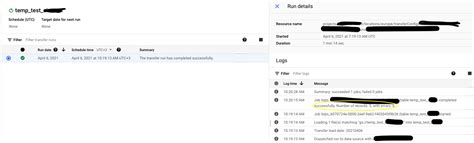 Bigquery Data Transfer Success But Destination Table Stays Empty
