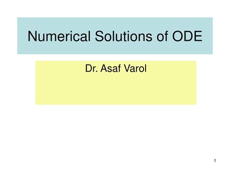 Ppt Numerical Methods For Ode With Matlab Solutions And Techniques