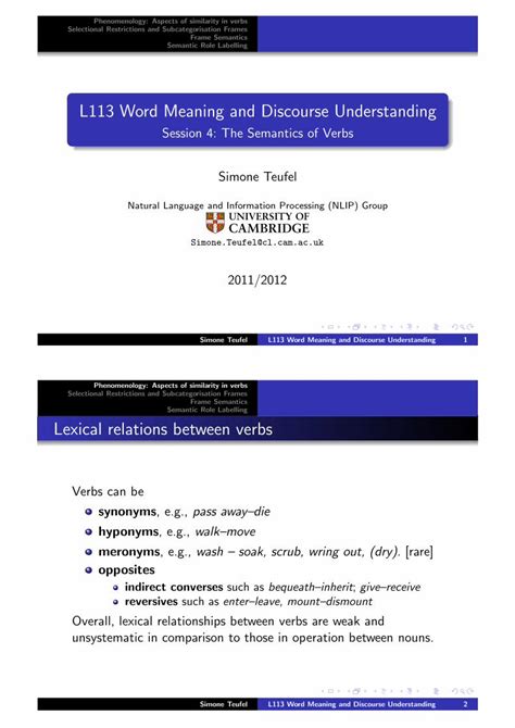 Pdf L113 Word Meaning And Discourse Understanding Lexical Relations Dokumentips