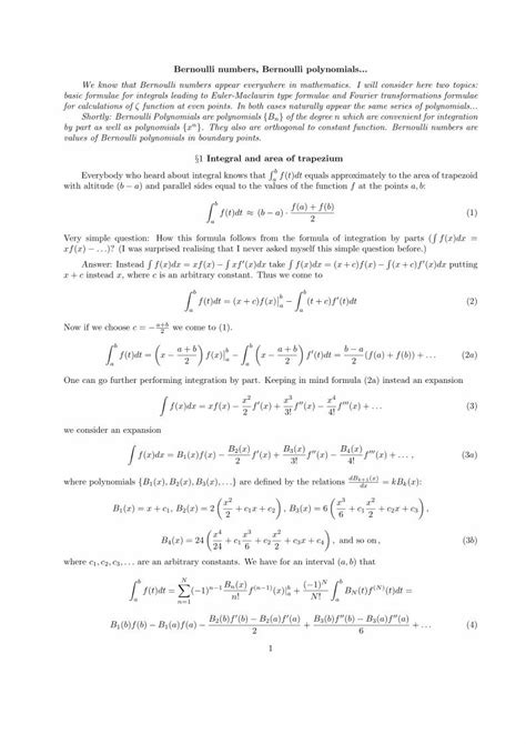 Pdf Bernoulli Numbers Bernoulli Polynomialskhudianetudesalgebrabernoul1pdf · X3 Integral