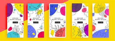 소셜 네트워크 스토리 벡터 일러스트레이션을 위한 트렌디한 편집 가능한 템플릿입니다 소셜 미디어를 위한 디자인 배경 Brand Name Online Messaging