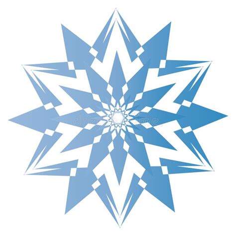Blue Geometric Starburst Pattern Symmetrical Design With Sharp Angles Stock Illustration