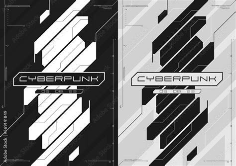Cyberpunk Futuristic Poster Set Modern Cyberpunk Design For Web And Print Template Tech Style