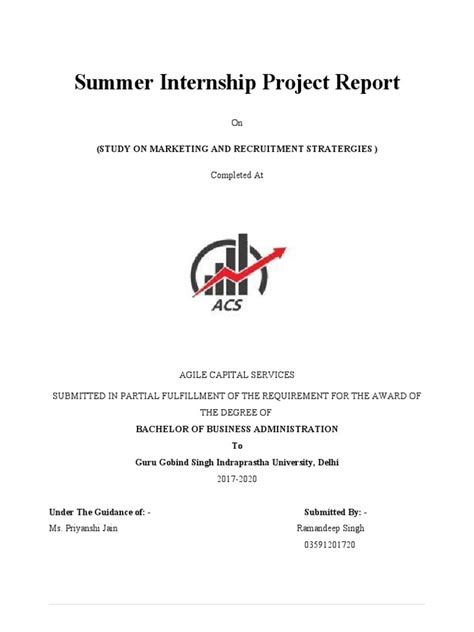 Sample Of Summer Training Report Pdf Statistics Quantitative Research