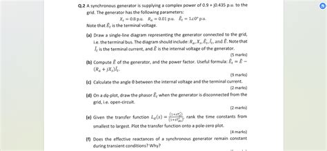 Solved Using The Knowledge In Synchronous Generator Of Power Chegg