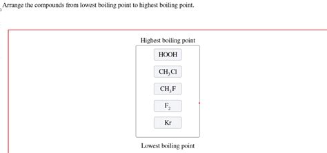 Solved Arrange The Compounds From Lowest Boiling Point To