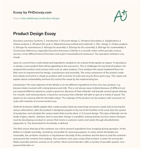 Product Design Essay PHDessay Com