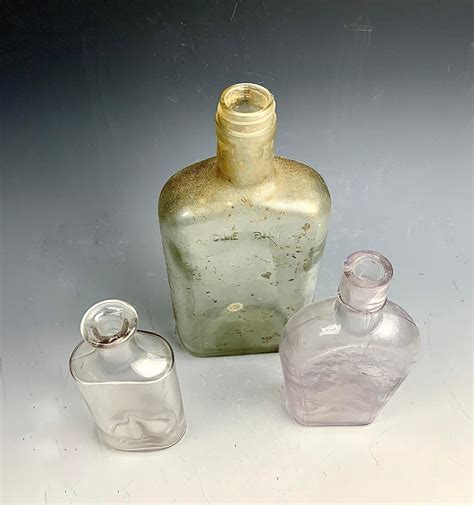 Three Old Vintage Glass Bottles Collectible Antique Bottles