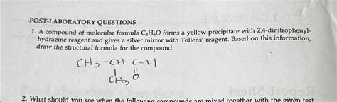 Solved Post Laboratory Questionsa Compound Of Molecular