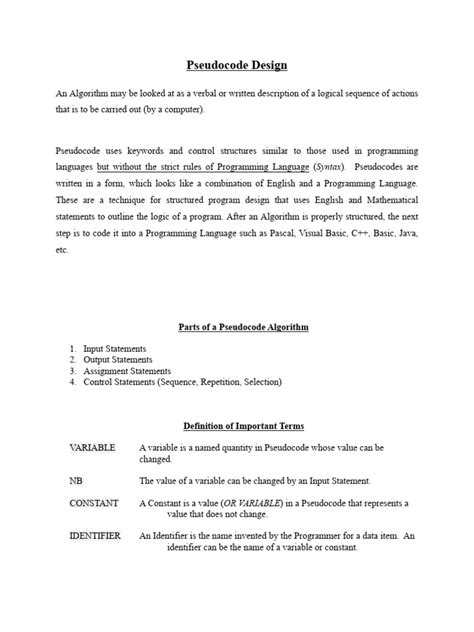 Pseudocode Design Pdf Control Flow Computer Science