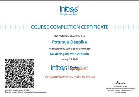 Deepika Pothuraju On Linkedin Iot Certification Infosysspringboard Achievement Learning…