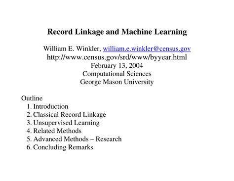 Pdf Record Linkage And Machine Learning