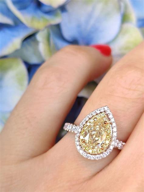 White Gold Ring With Pear Cut Yellow Diamond Bonebakker Shop
