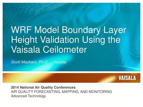 Ppt Wrf Model Boundary Layer Height Validation Using The Vaisala
