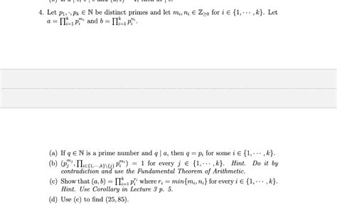 solved 4 let p1 ⋅ pk∈n be distinct primes and let mi ni∈z≥0