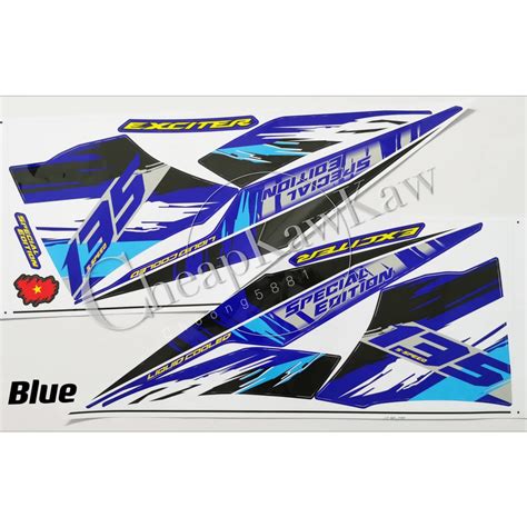 Lc135 New V2 V3 V4 V5 V6 V7 Exciter 135 162 Body Cover Set Stripe Sticker Blue Black