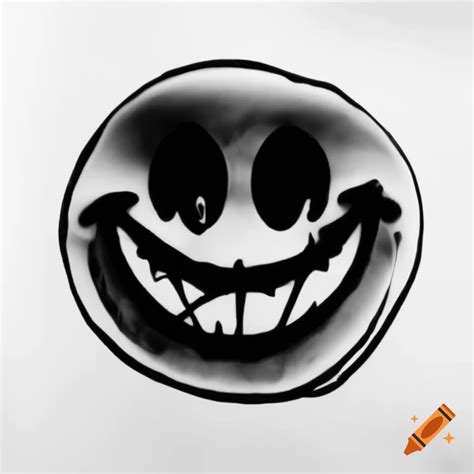 Cursed Black Smiley Face On White Background On Craiyon