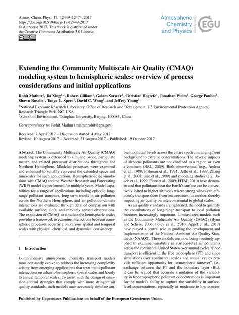 Pdf Extending The Community Multiscale Air Quality Cmaq Modeling