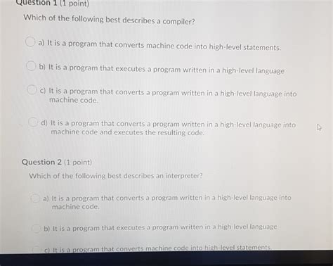 Solved Question 1 1 Point Which Of The Following Best