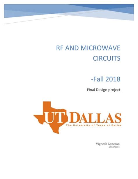 Rf And Microwave Circuitsfinal Design Project Pdf