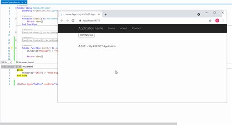 Html How To Call Function From Button Using Visual Basic And Mvc Core