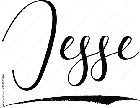 Jesse Male Name Cursive Calligraphy On White Background เวกเตอร์สต็อก Adobe Stock
