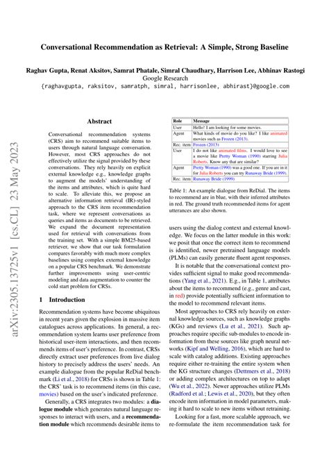 pdf conversational recommendation as retrieval a simple strong baseline