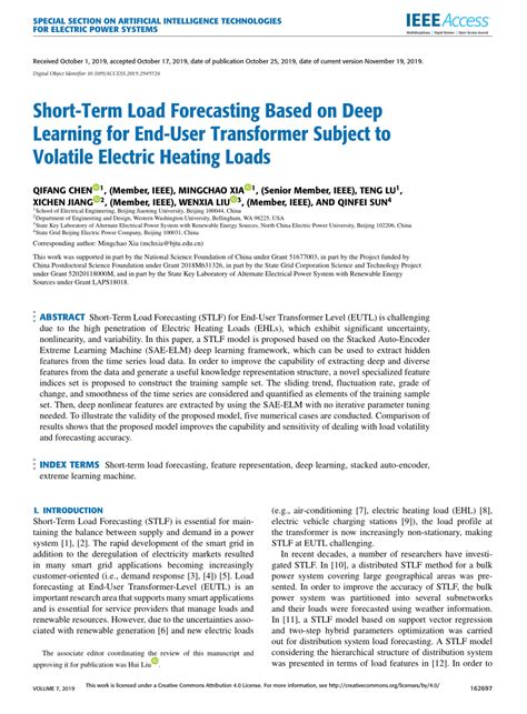 Pdf Short Term Load Forecasting Based On Deep Learning For End User Transformer Subject To