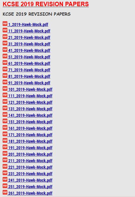 KCSE 2019 REVISION PAPERS KCSE REVISION