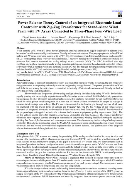 pdf power balance theory control of an integrated electronic load controller with zig zag