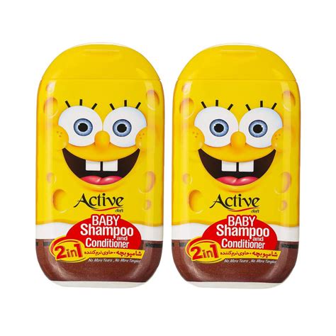 قیمت و خرید شامپو موی سر کودک اکتیو مدل باب اسفنجی حجم 280 میلی لیتر بسته 2 عددی