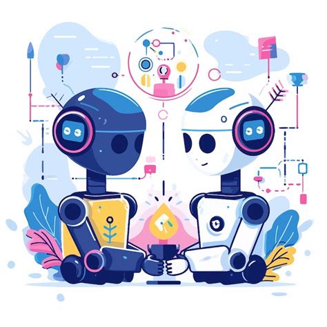 Premium Vector Collaboration Between Human And Ai Robot