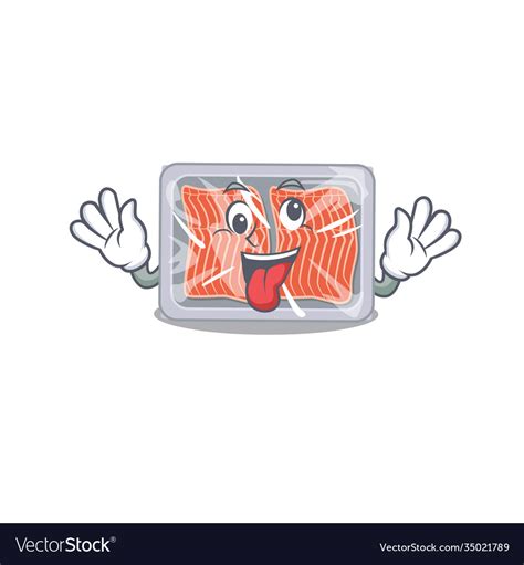 A Cartoon Design Frozen Salmon Having Crazy Vector Image