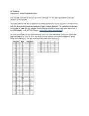 AP Statistics Linear Regression Lines Assignment Course Hero