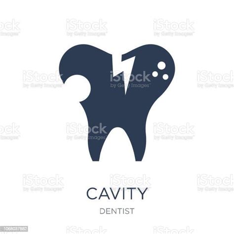 캐비티 아이콘입니다 치과 컬렉션에서 흰색 배경에 유행 평면 벡터 구멍 아이콘 건강관리와 의술에 대한 스톡 벡터 아트 및 기타 이미지 건강관리와 의술 귀여운 만화