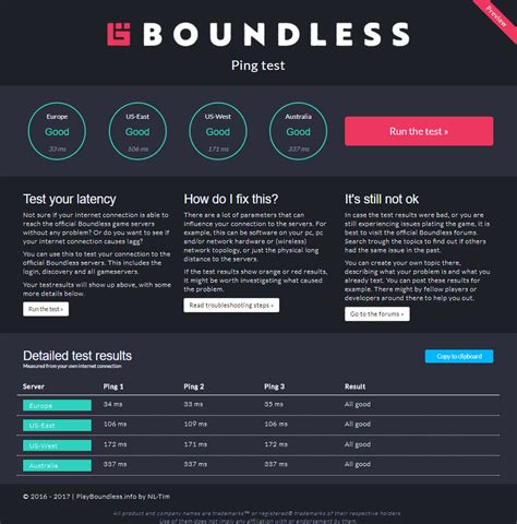 Community Project Boundless Server Status And Ping Test General
