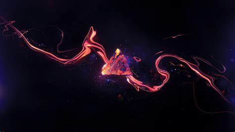 عکس انتزاعی رنگ قرمز تراوش شده از یک تکه سنگ مثلثی