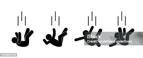 높이 그림에서 떨어지는 사람들 타락한 사람의 포즈 스틱 피겨 아이콘 맨 고립 된 실루엣 가득 찬에 대한 스톡 벡터 아트 및 기타 이미지 Istock