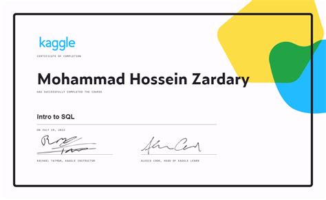 Mohammad Hossein Zardary Completed The Intro To Sql Course On Kaggle
