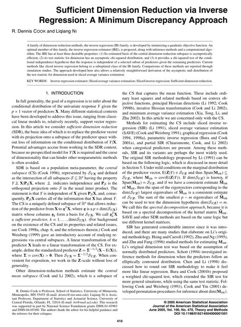 Pdf Sufficient Dimension Reduction Via Inverse Regression A Minimum