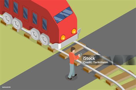 철도 안전 규칙의 3d 아이소메트릭 플랫 벡터 개념 그림 3차원 형태에 대한 스톡 벡터 아트 및 기타 이미지 3차원 형태 가공의 인물 거리 Istock