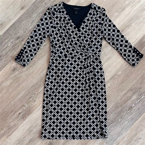White House Black Market Dresses Whbm Black White Wrap Dress Poshmark