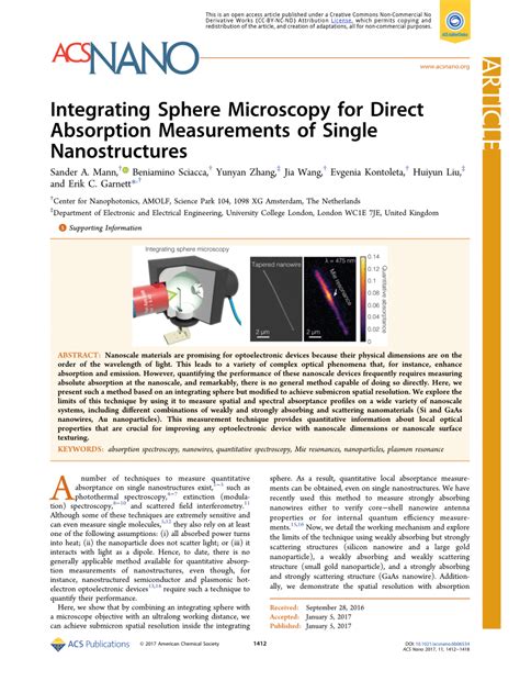Pdf Integrating Sphere Microscopy For Direct Absorption Measurements