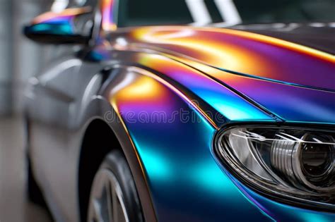 Car Showcasing Iridescent Chameleon Paint Finish Detail Stock