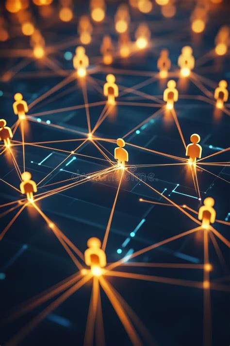Digital Network Connections Visualizing Social Interactions Glowing Figures Representing Users