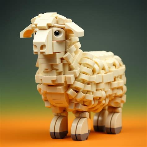 Premium Photo Soft White Lego Sheep Detailed 3d Composition With Plastic Texture