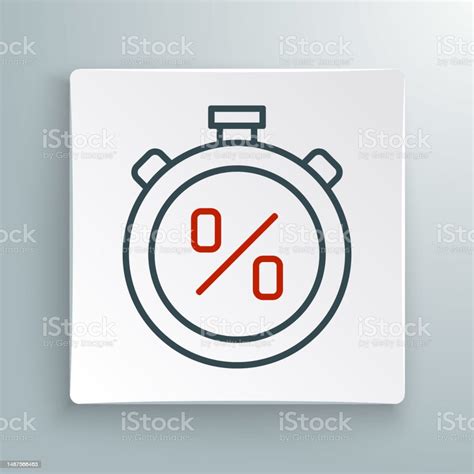 흰색 배경에 분리된 퍼센트 할인 아이콘이 있는 라인 스톱워치 시간 타이머 기호 다채로운 개요 개념입니다 벡터 0명에 대한 스톡 벡터 아트 및 기타 이미지 Istock