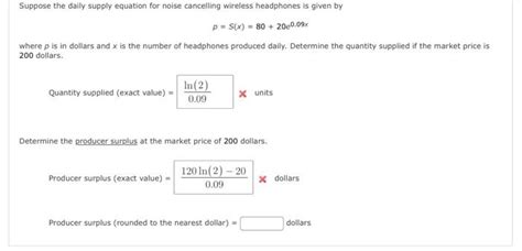solved p s x 80 20e0 09x where p is in dollars and x is the